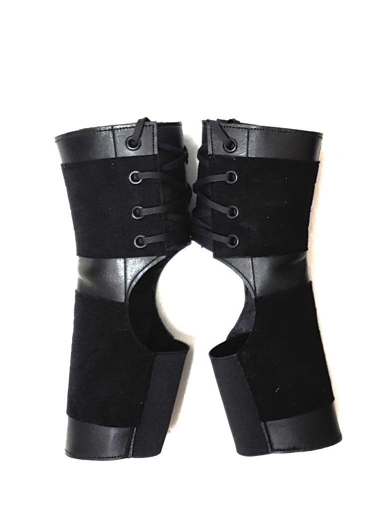 Classic Black Aerial boots Trapeze gaiters in leather & suede handmade ...
